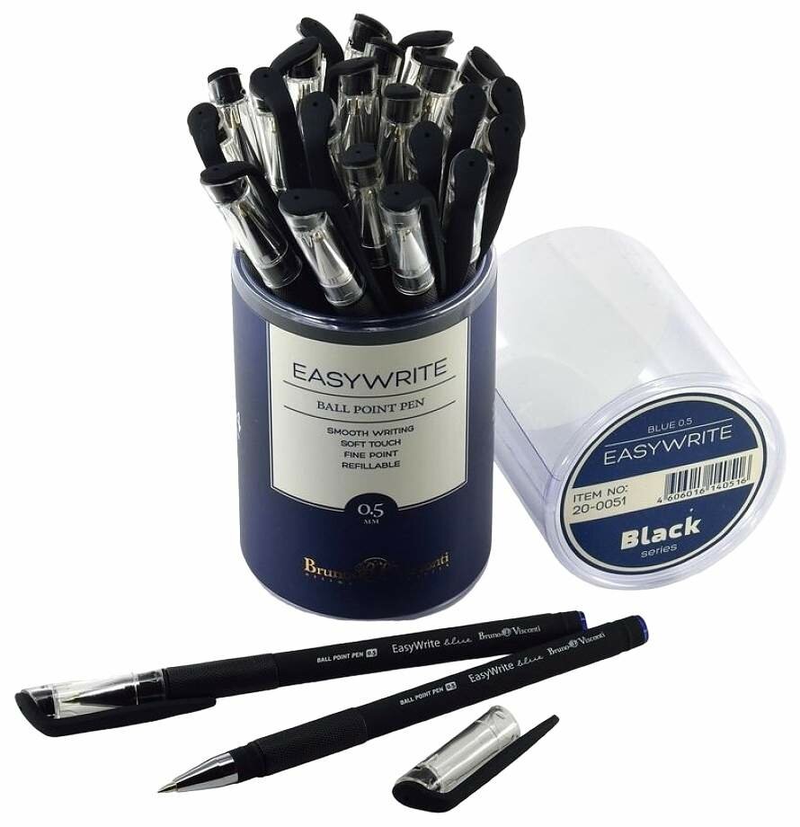 Ручка /набор 5 шт./ Bruno Visconti "EasyWrite", шариковая, 0.5 мм, синие чернила