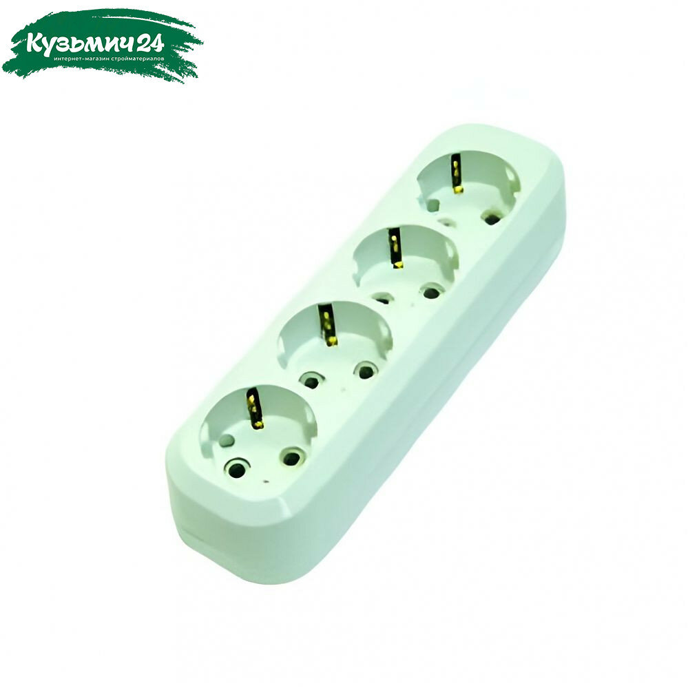 Колодка удлинителя 4-местная Makel 28920 MGP151 с заземлением, белая, 3.5 кВт