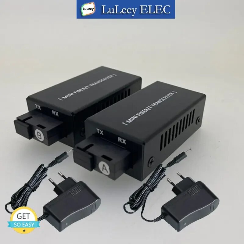 Luleey MINI-1SC-1RJ45 Оптоволоконный конвертер 20км 1pair with EU Plug
