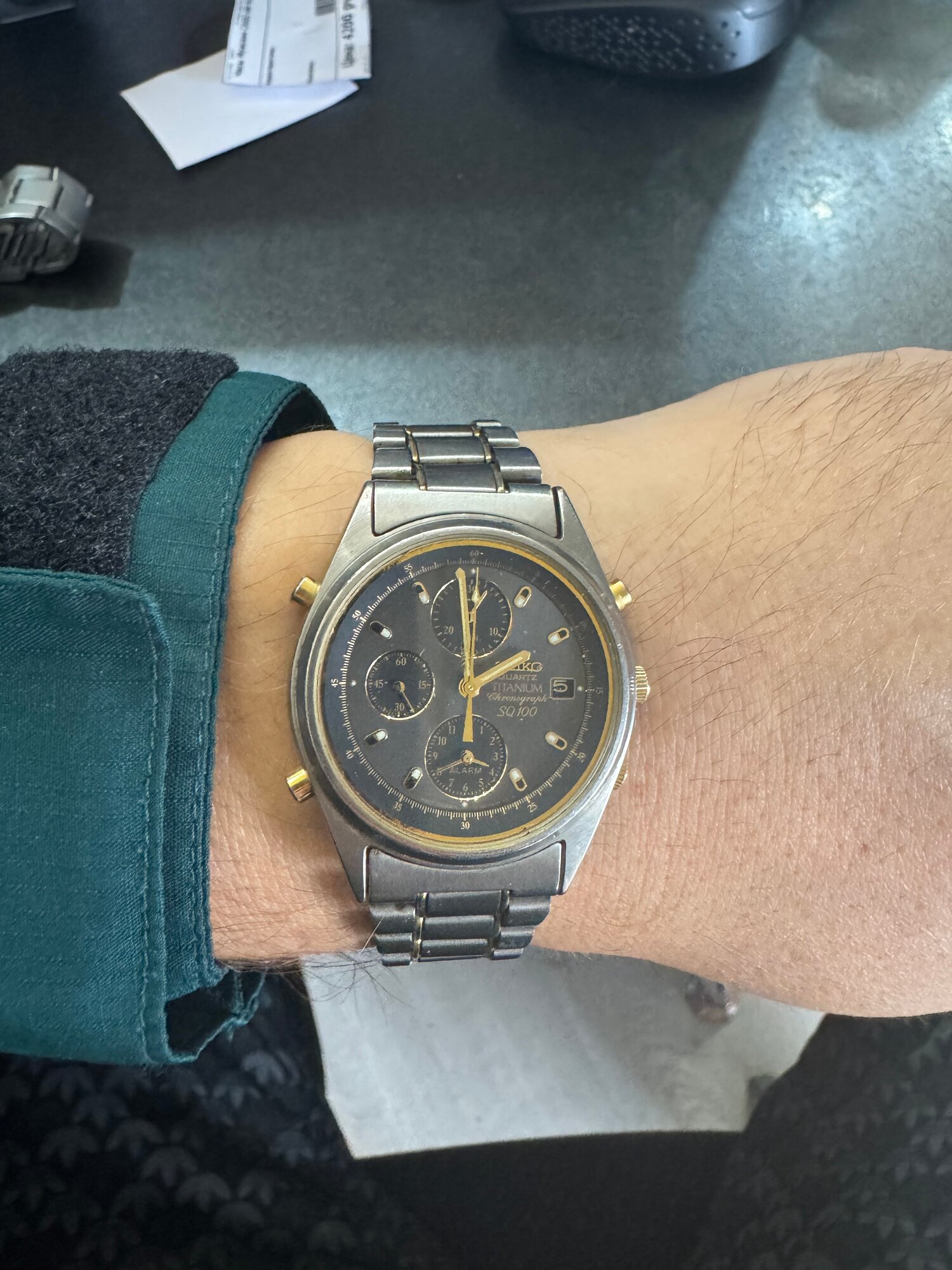 Оригинальные часы Seiko 7T32 Titanium Chronograph SQ100 (Титан)