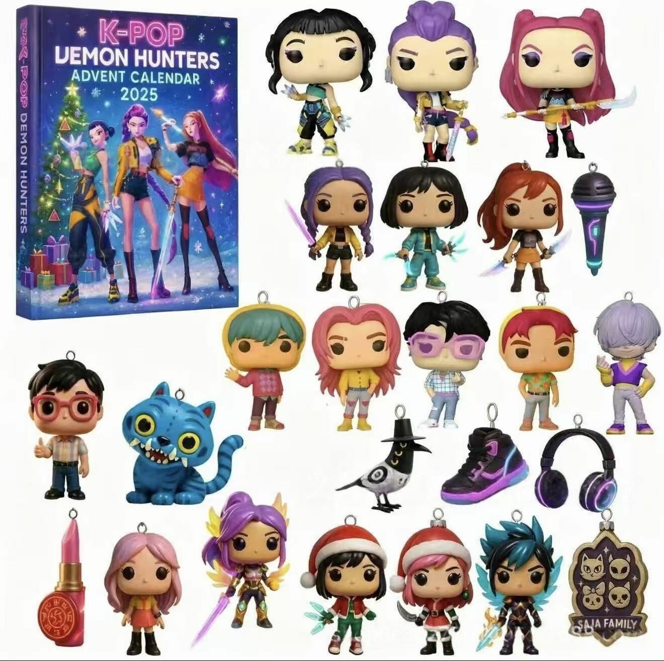 Аниме фигурки Кей-поп-охотницы на демонов / KPop Demon Hunters фигурка ; коллекционная статуэтка для рабочего стола, украшение для стола, 24 шт. (Высота 27*18.5*3.5 см)