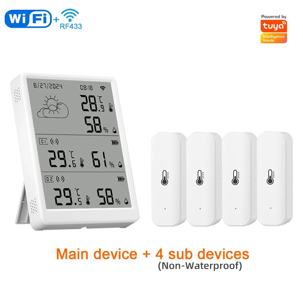 Наборы датчиков температуры и влажности Aessy Tuya WiFi+RF433 1 Add 4 set A