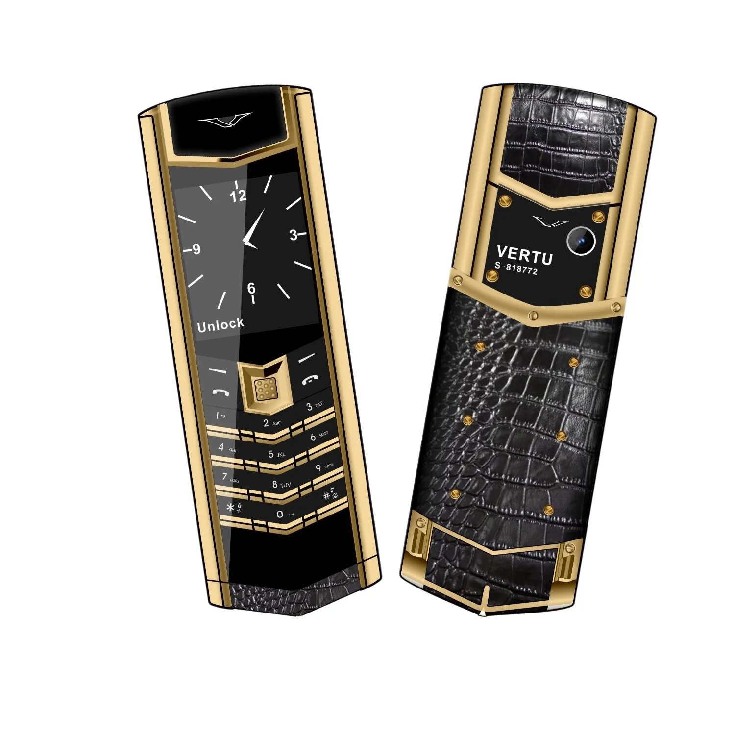 Роскошный кнопочный телефон Vertu с текстурой крокодила