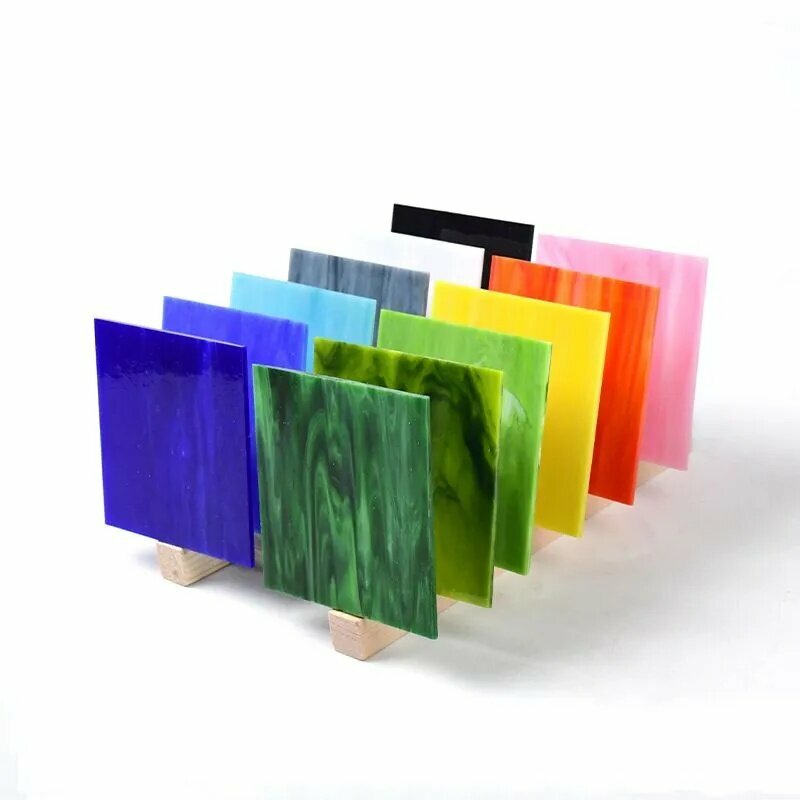Витражное стекло прозрачное для изготовления витража 12 единиц 10 на10 см стекло для мозаики Радужный цвет Красный желтый синий зеленый фиолетовый черный серый .