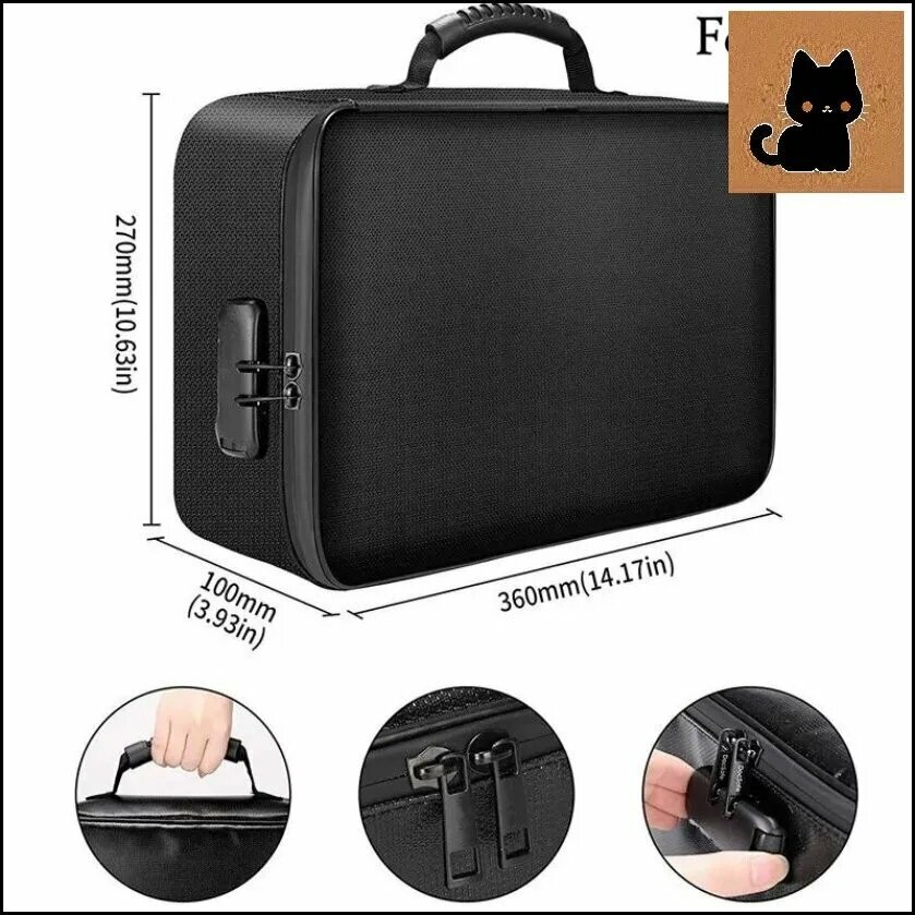 Эксклюзивный огнеупорный кейс для документов и ноутбука, созданный из трех защитных слоев с водоотталкивающей молнией и замком, обеспечивает максимальную безопасность