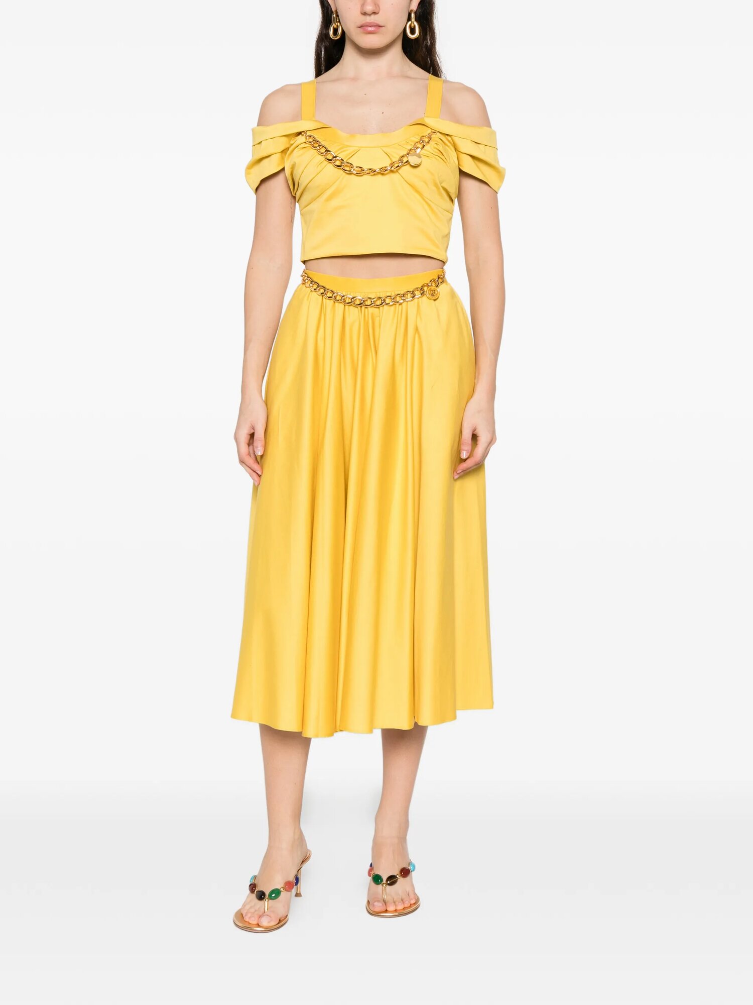 Топ Elisabetta Franchi Chain-detail top, размер 42, ochre yellow — фото 1