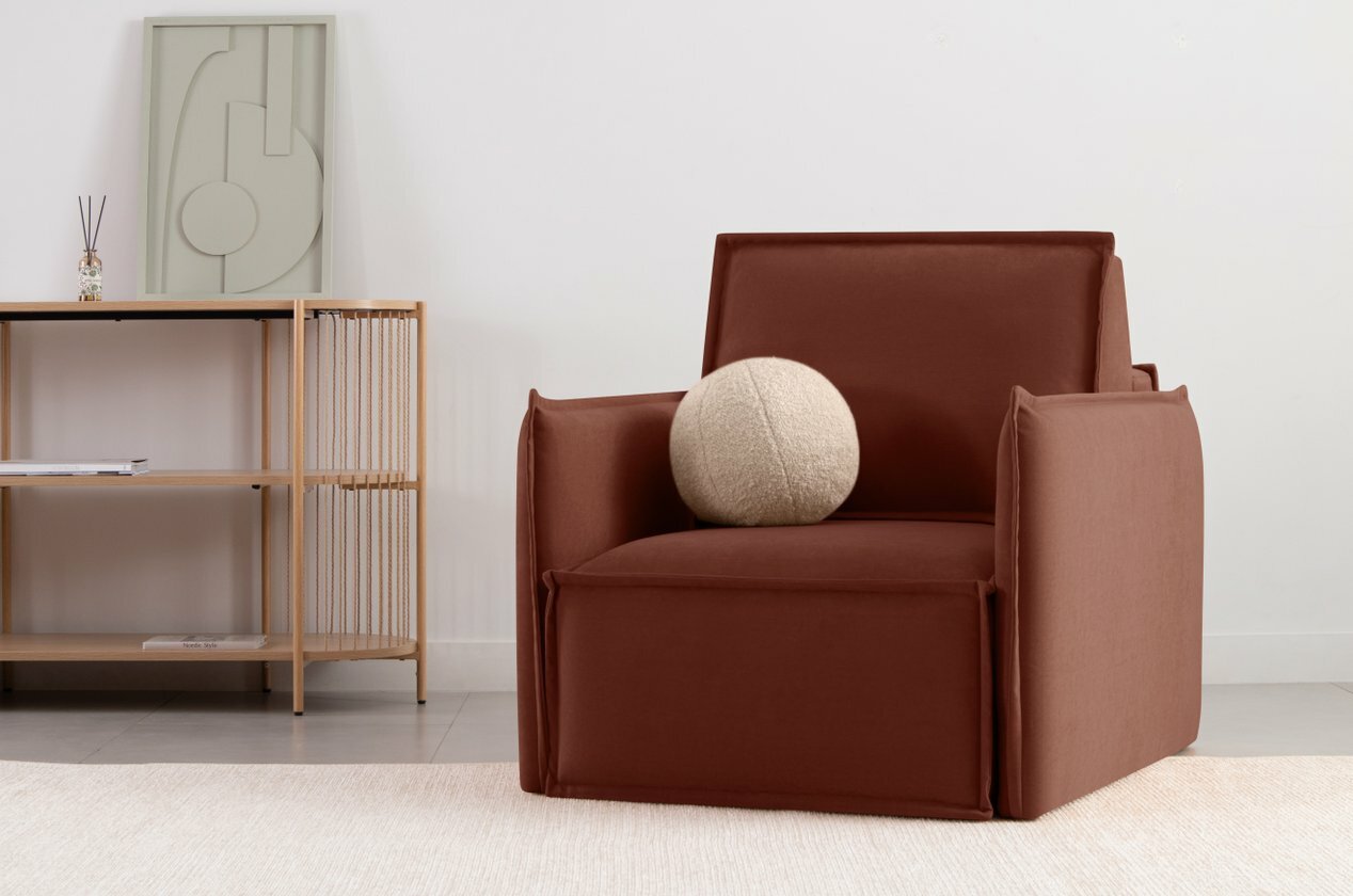 Кресло-кровать Divan.ru Ольен Мини Velvet Terra, коричнево-красный, велюр, 88х108х87 см.