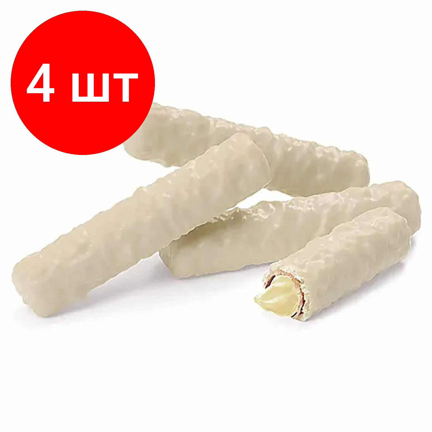 Комплект 4 шт, Вафли-трубочки TWIGGY в белой глазури с кокосом, 2 кг, картонная коробка, РКВ346
