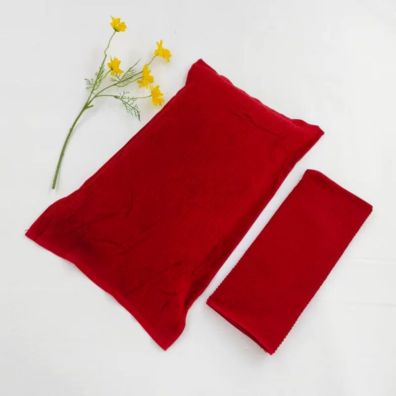 Плотное хлопковое красное свадебное полотенце, праздничный стиль, полотенце-подушка для пары, однотонное, для умывания,
