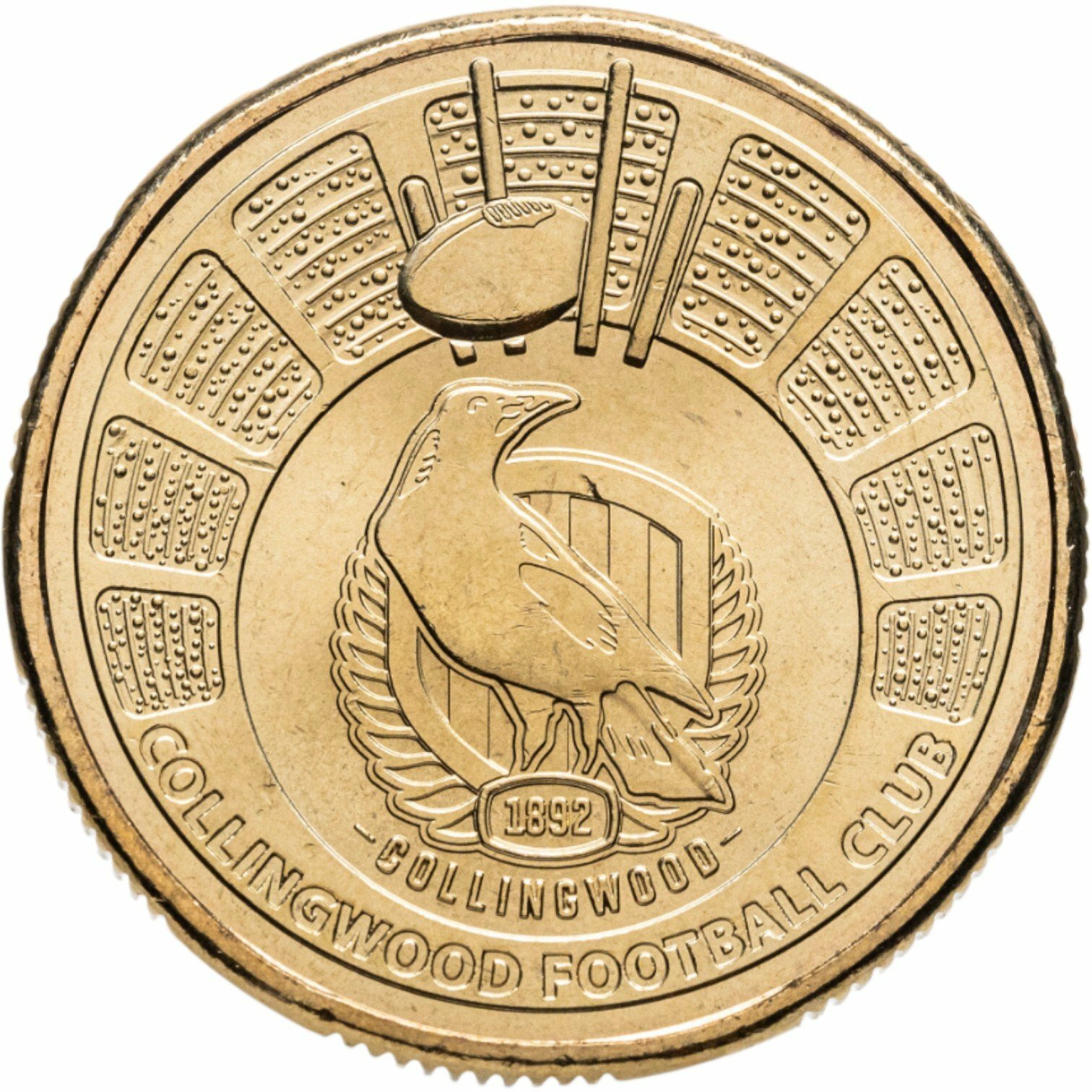 Австралия 1 доллар dollar 2024 "Австралийская футбольная лигаCollingwood Magpies", Алюминиевая бронза, в сохранности UNC