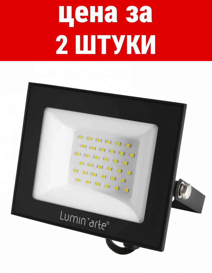 Комплект 2 шт, прожектор светодиодный 50ВТ 5700К LFL-50W/06 LED IP65 4000ЛМ серый Lumin`arte WOLTA