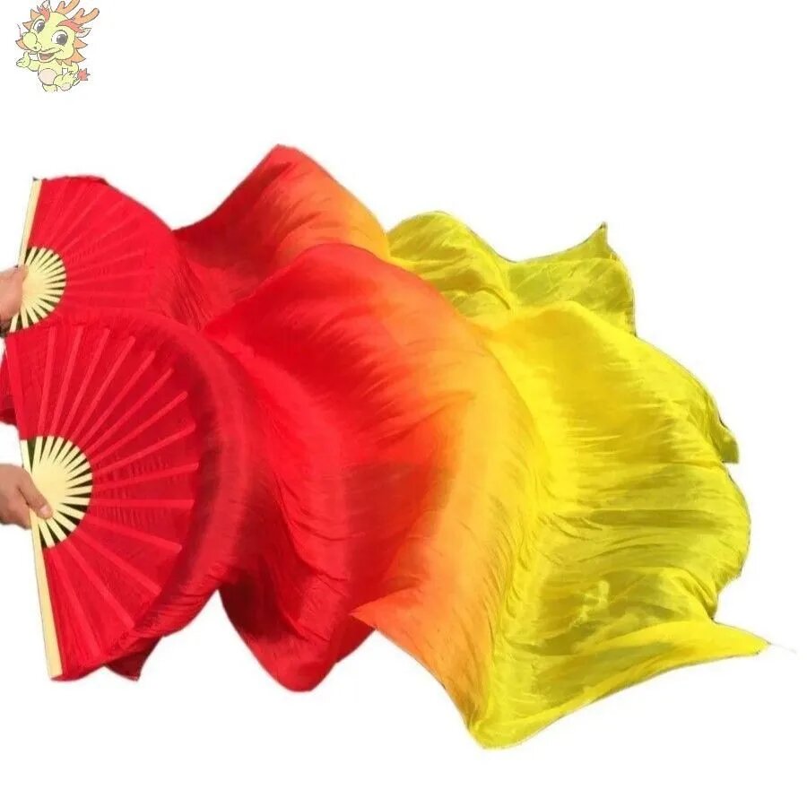 Веер-вейл для танцев 2 шт 57см х 1,8м №3, красный+св. оранжевый+желтый