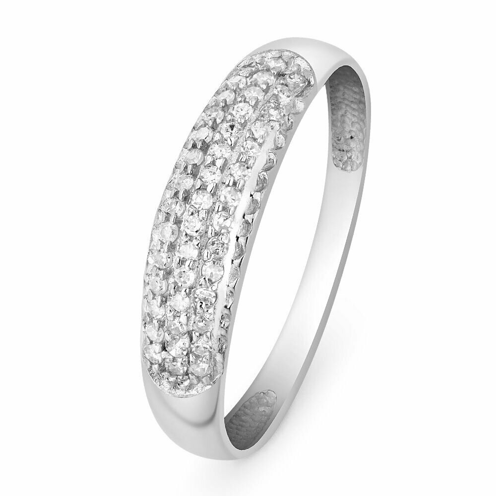Кольцо дорожка, белое золото, 585 проба, родирование, бриллиант