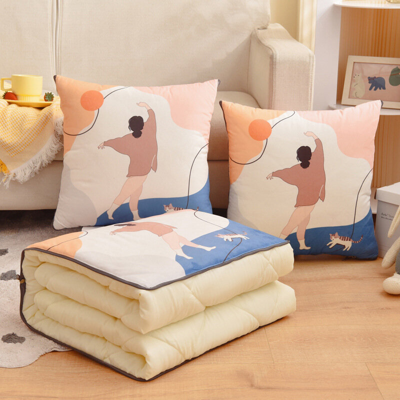 Двухсторонняя подушка-плед, утолщенная, офисная, складная, подушка для сна, плед 2-в-1, диванная, автомобильная подушка, автомобильная