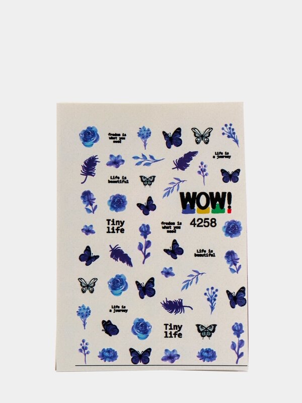 Наклейки для ногтей, слайдеры для маникюра и педикюра. Цветы, бабочки 3 шт