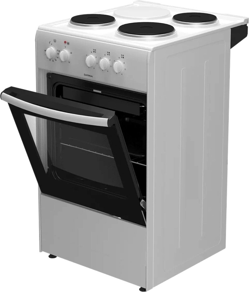Электрическая плита DARINA E 33404 W, белая, 3 конфорки, эмалированная сталь