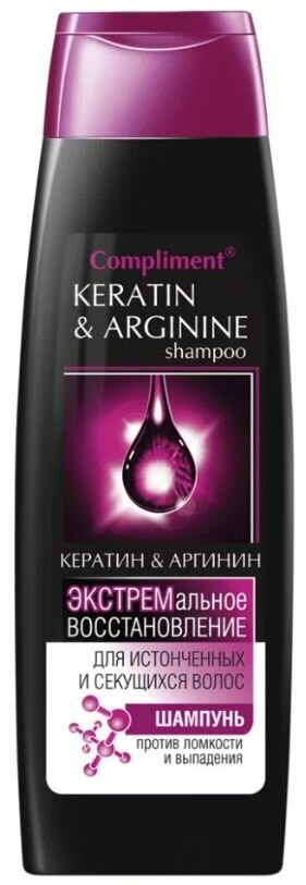 Compliment Шампунь Кератин&Аргинин, для истонченных и секущихся волос, 400 мл