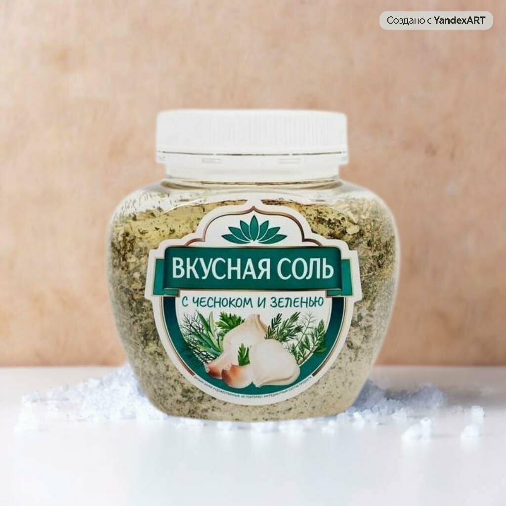 Соль Вкусная соль с пряностями, чесноком и зеленью, 400 гр - 1 штука