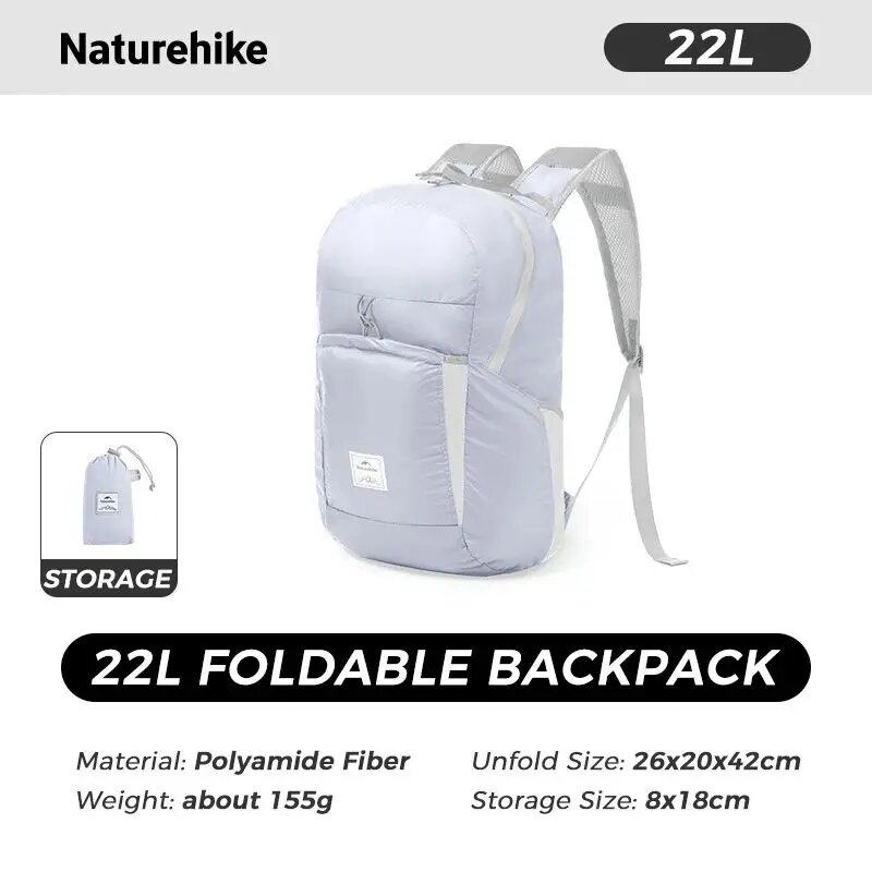 Туристический рюкзак Naturehike 22L, ультралегкий Складной Водонепроницаемый дорожный ранец для мужчин и женщин, уличный Портативный Женский маленький рюкзак для кемпинга