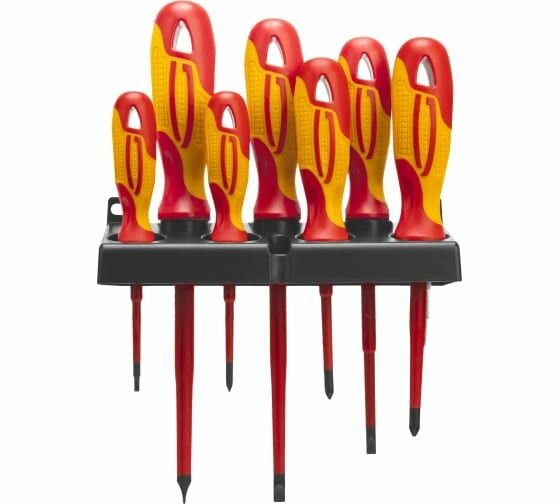 Набор диэлектрических отверток до 1000В, тестер, CrMo, 8шт GROSS 12950