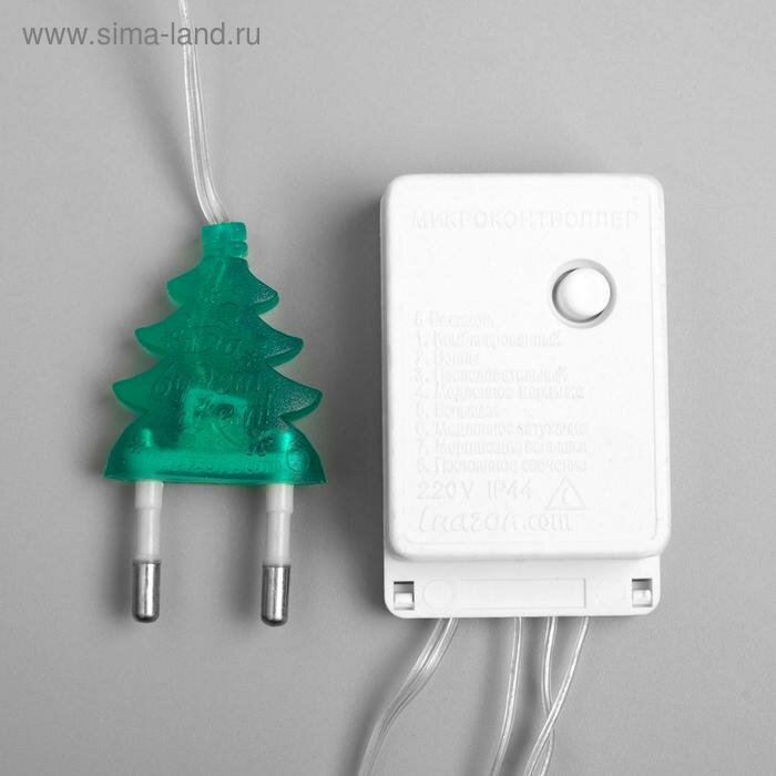 Гирлянда Нить 5 м с насадками Ёжики цветные , IP20, прозрачная нить, 30 LED, свечение мульти, 8 режимов, 220 В
