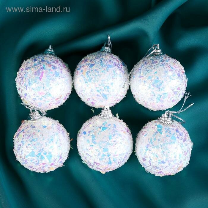 Ёлочные игрушки Снежное сияние, шары новогодние, d=5 см, набор 6 шт, белый, 2 шт.