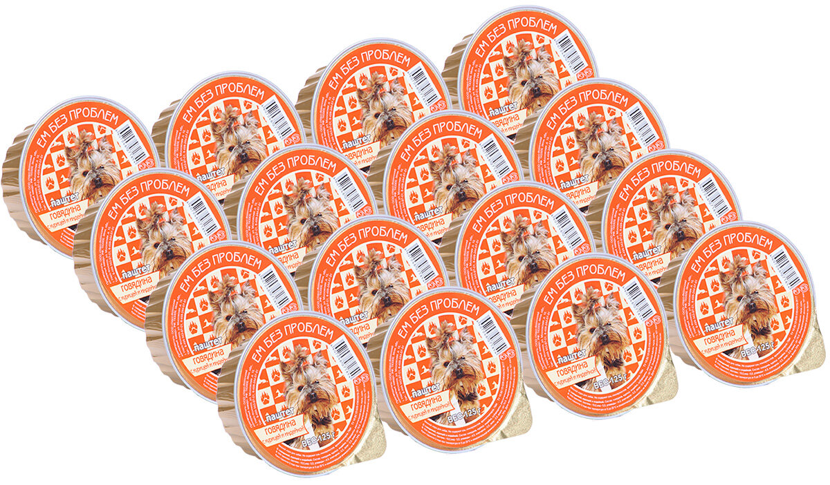 ЕМ без проблем для взрослых собак с говядиной, курицей и индейкой 854 (125 гр х 16 шт)