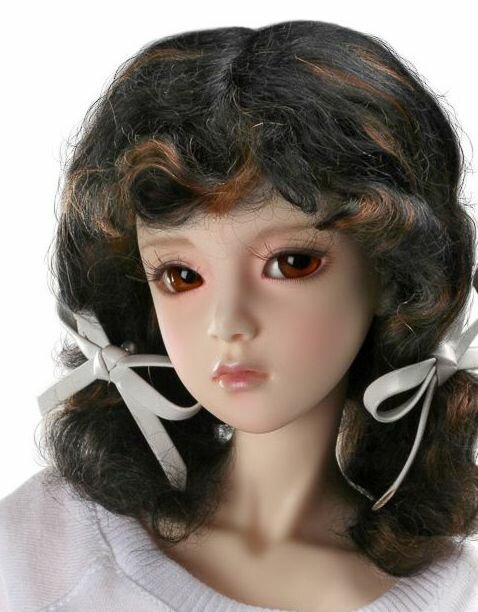 Парик для БЖД кукол Dollmore MX Blended Mohair Wig D. Brown (Полудлинный, волнистый, тёмно-коричневый, размер 17-20 см)