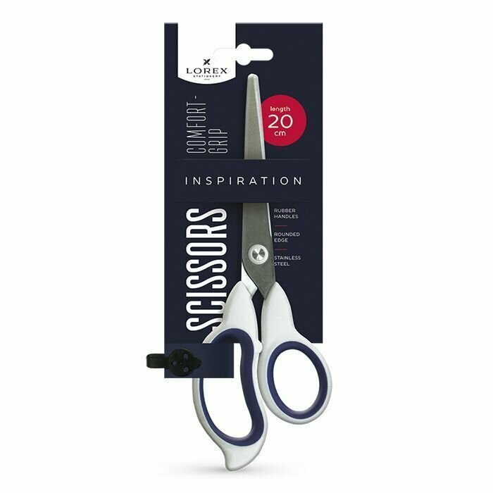 LOREX Ножницы Comfort grip Inspiration, 200 мм, бело-синие ручки пластиковые с резиновыми вставками