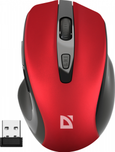 Defender Оптическая мышь Defender Prime MB-053 52052, беспров, 5кн.+скр, бесшумное нажатие, красный (USB) (ret)