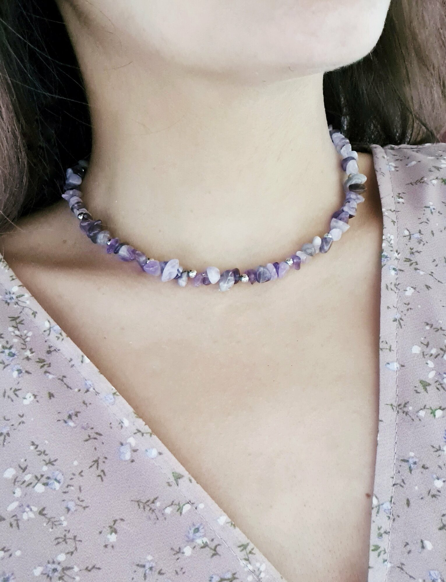 Чокер, аметист