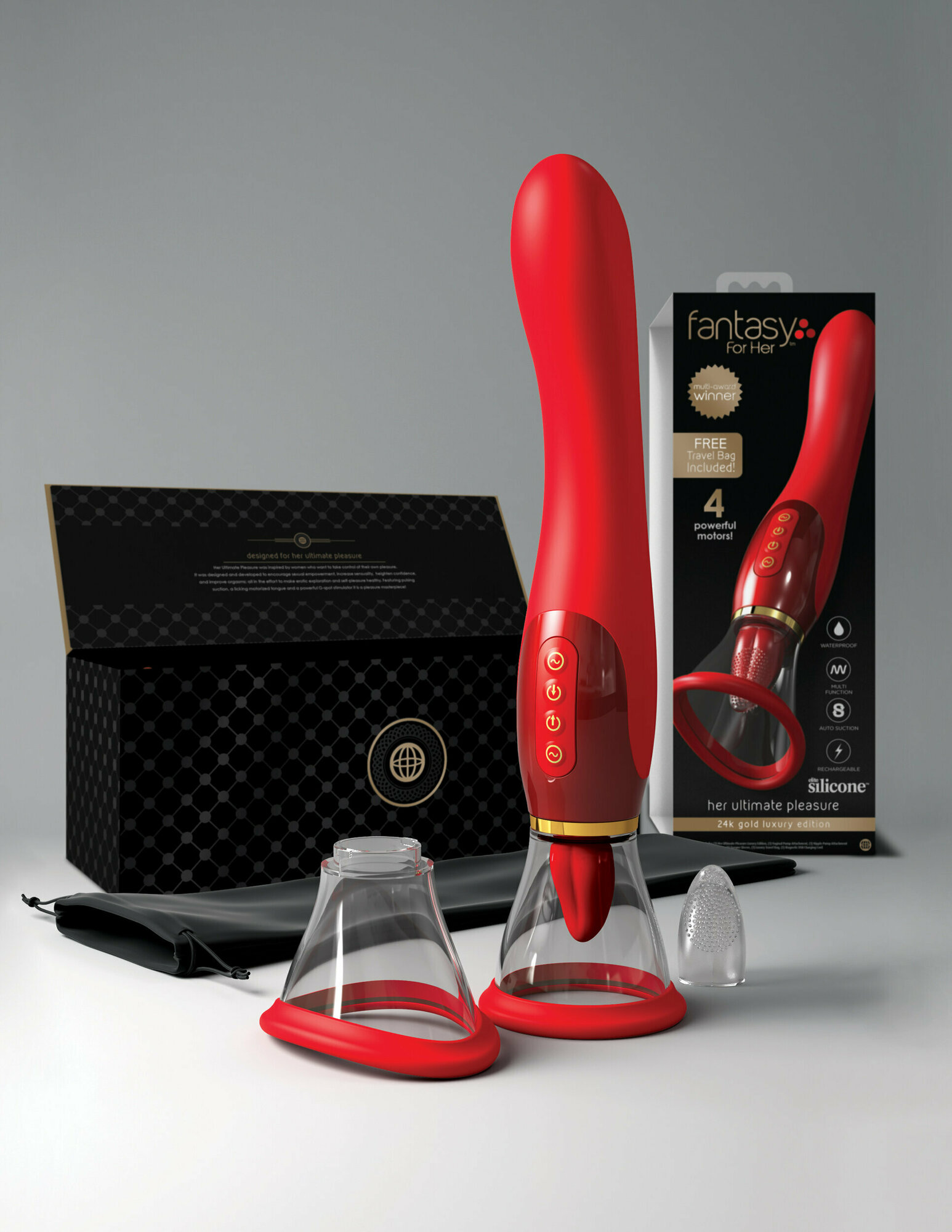 Двухсторонний вибростимулятор Fantasy For Her Ultimate Pleasure 24K Gold Luxury Edition, 2 года гарантии