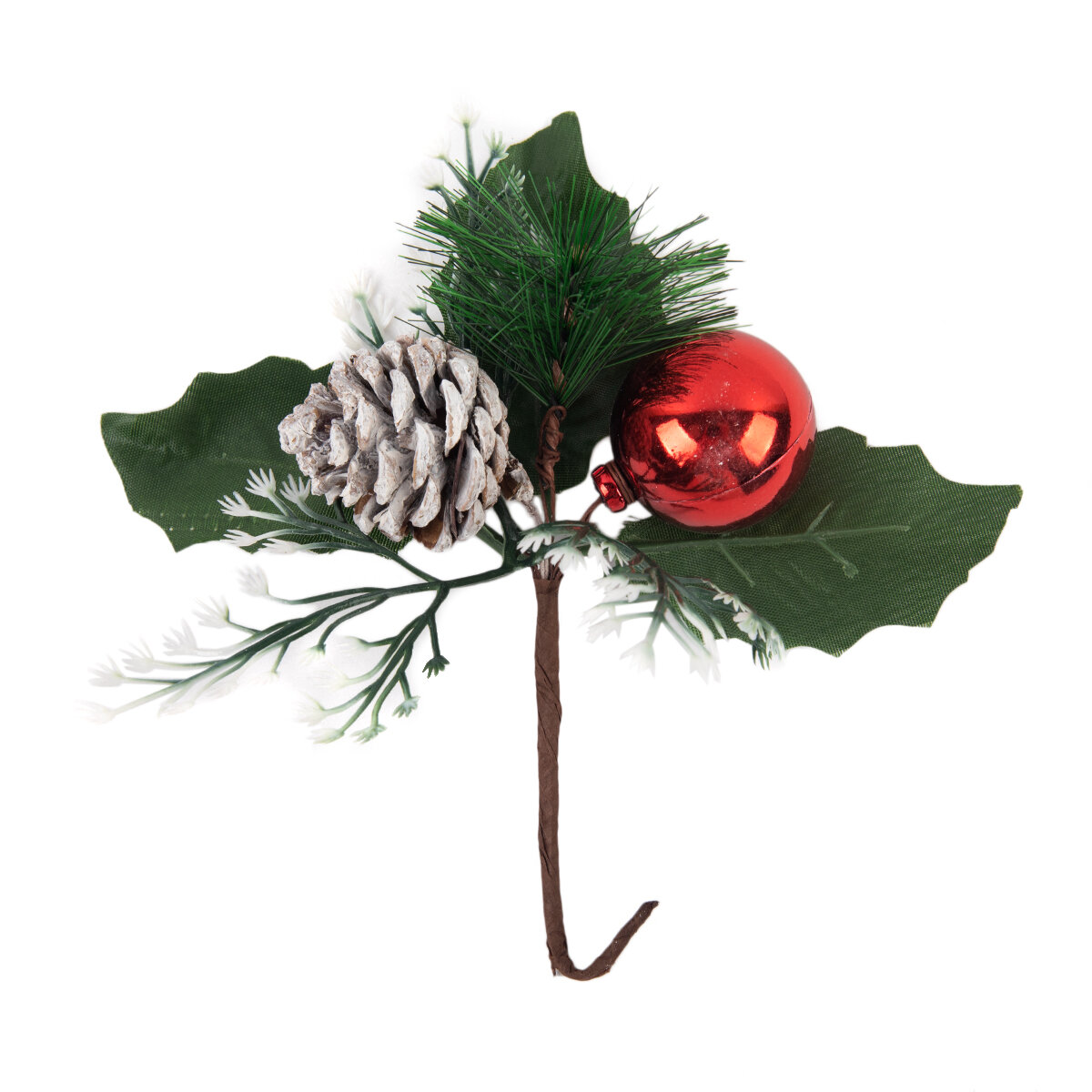 Blumentag VDD-123-XK28 Веточка декоративная с шишкой и ягодой 14 см, 1 шт, для елок