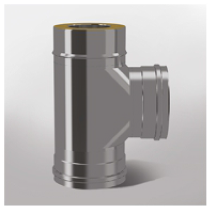 Тройник сэндвич 87 d 200 х 260 толщина 0,5 нержавеющая сталь (430) х 0,5 оцинкованная сталь