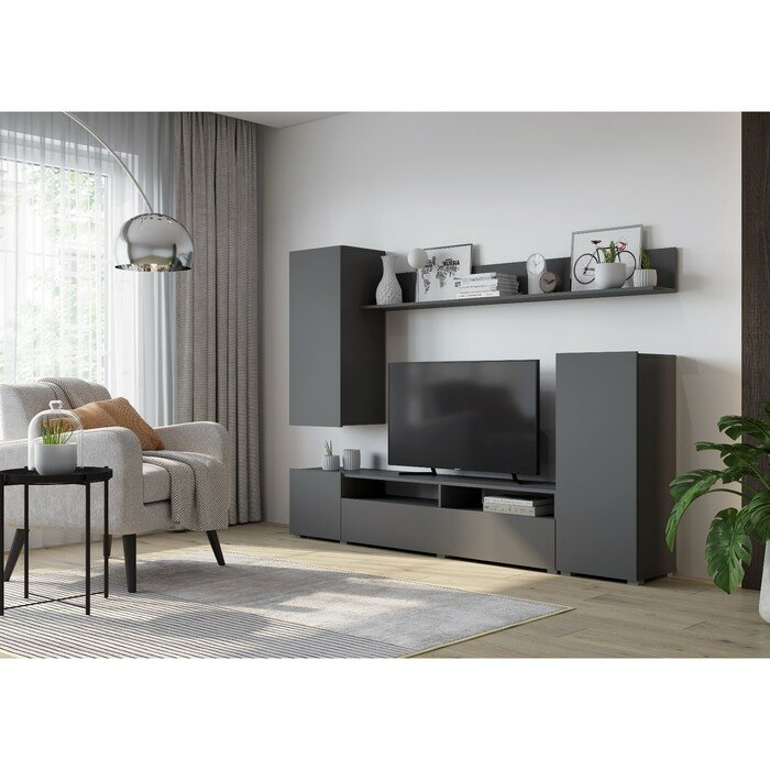 Гостиная под телевизор «Лира», 2130×1680×350 мм, цвет серый графит