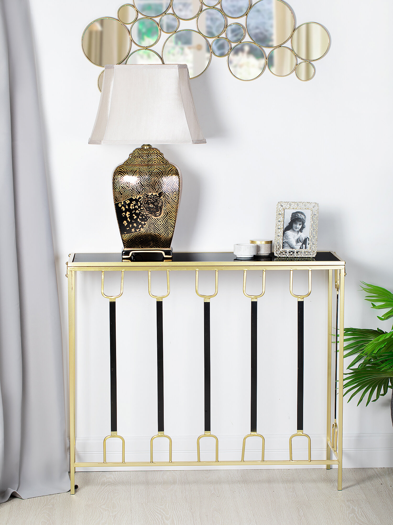 54-246 Консоль со стеклянной столешницей 92х32х78см, Металл, стекло, Glasar