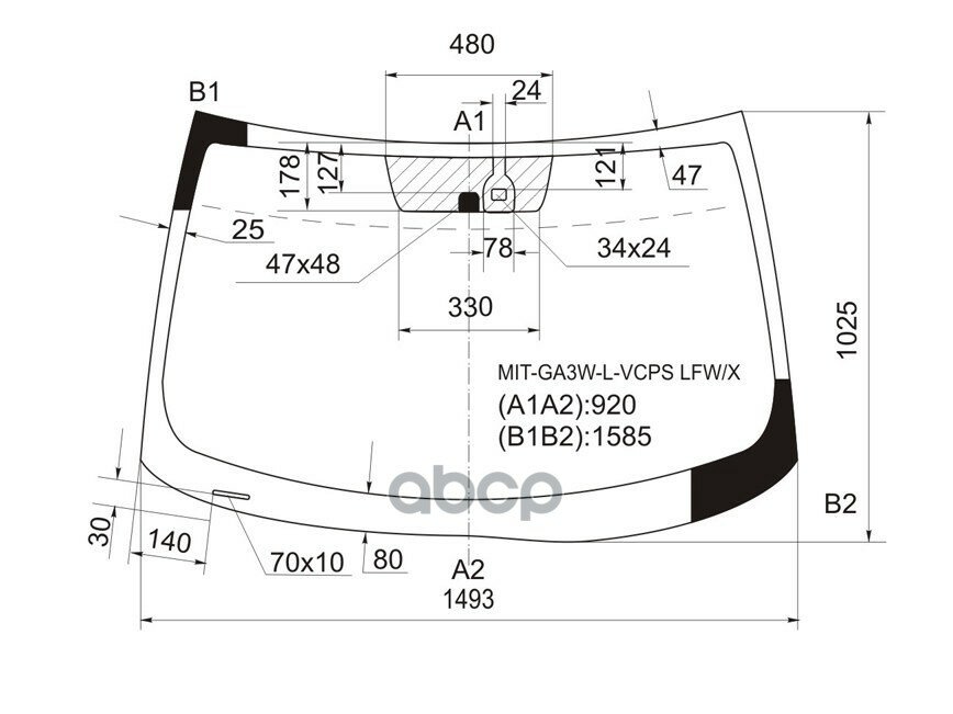 Стекло лобовое (Датчик дождя) Mitsubishi ASX 10-16 / Citroen C4 Aircross 12-16 XYG арт. MITGA3WLVCPSLFWX