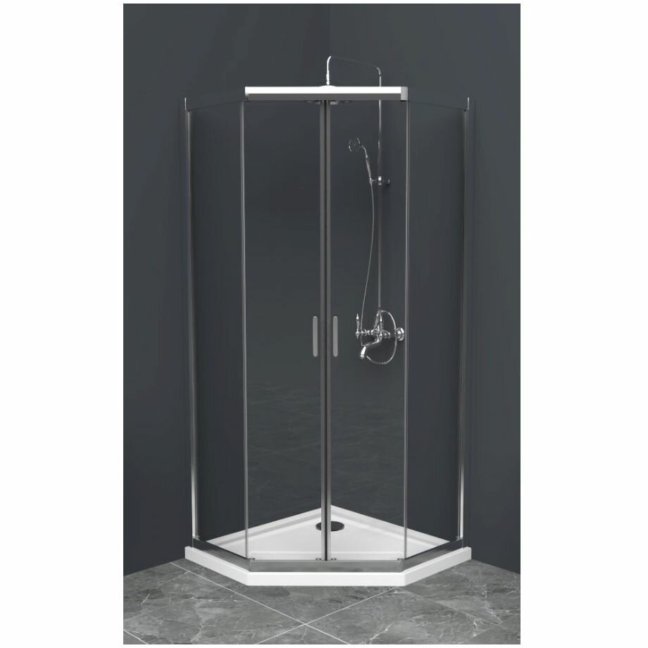 Душевой уголок BelBagno (Бельбагно) UNO-195-P-2-100-C-Cr хром, стекло прозрачное 5 мм (1000х1950х1000)