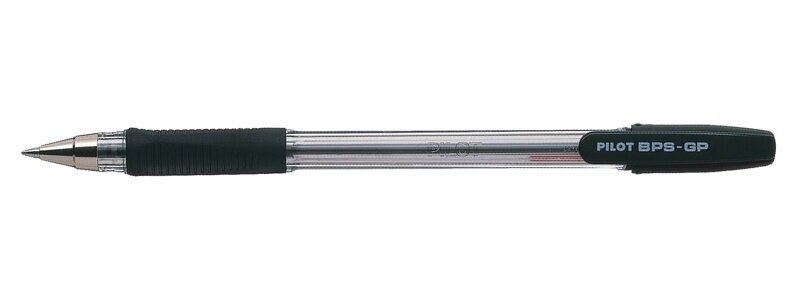Ручка шариковая Pilot BPS-GP-M-B 1,0мм, с резиновым упором, прозрачный корпус, черная