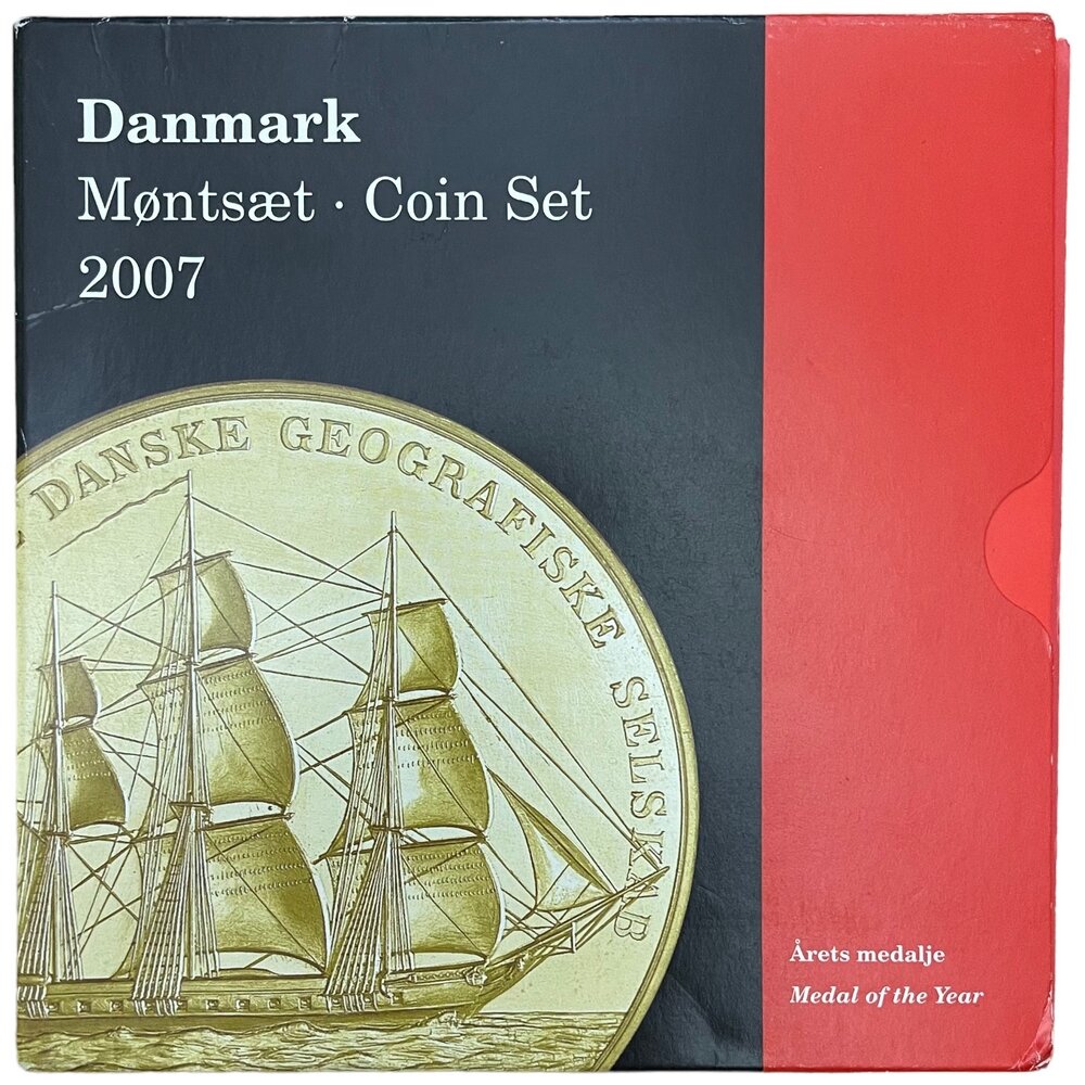 Дания, набор монет регулярного выпуска 25, 50 эре, 1, 2, 5, 10, 20 крон "Danmark coinset" 2007 г.