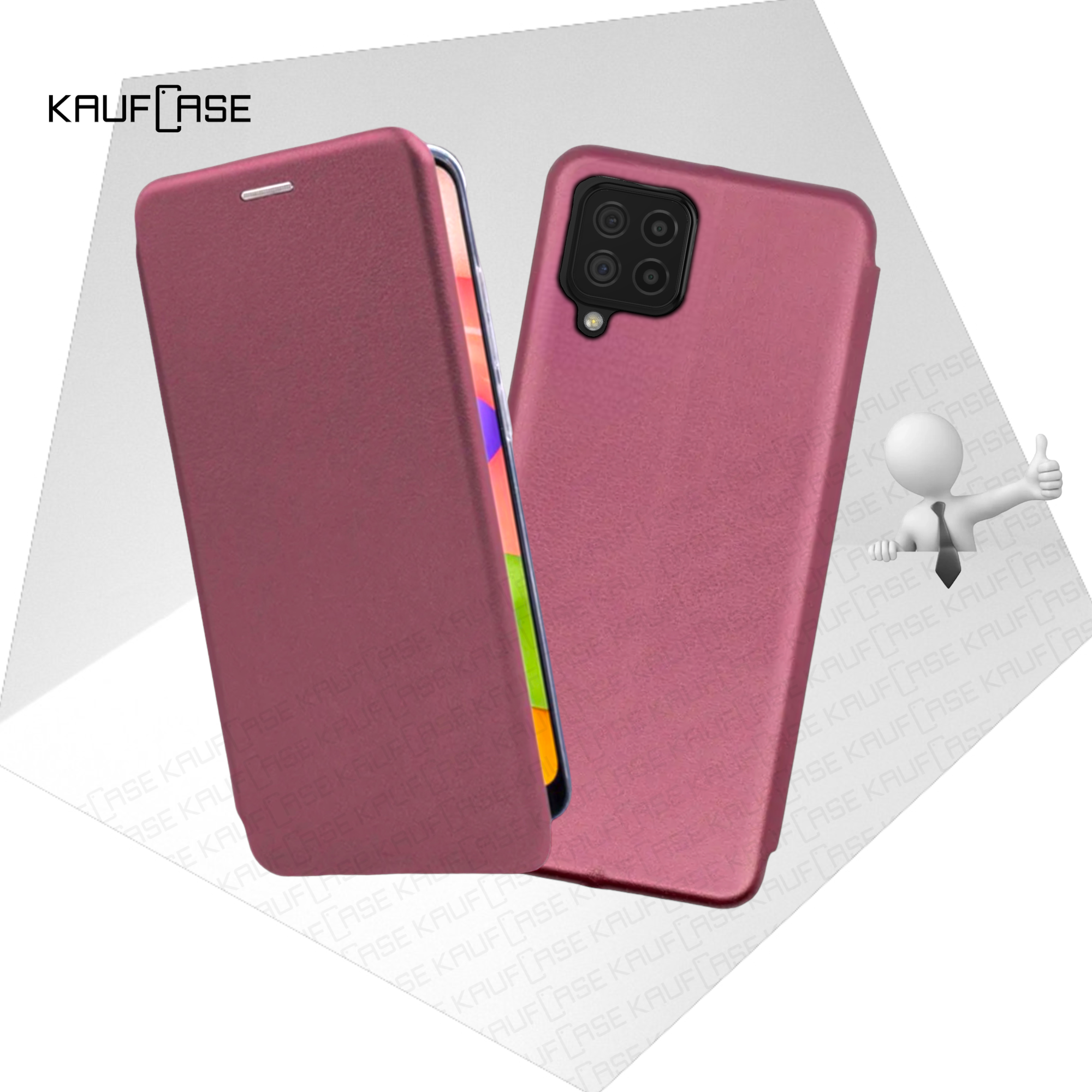 Чехол книжка для телефона Samsung A22 / M22 /M32 (A225/ M225/ M325) (6.4"), бордовый. Текстура под кожу