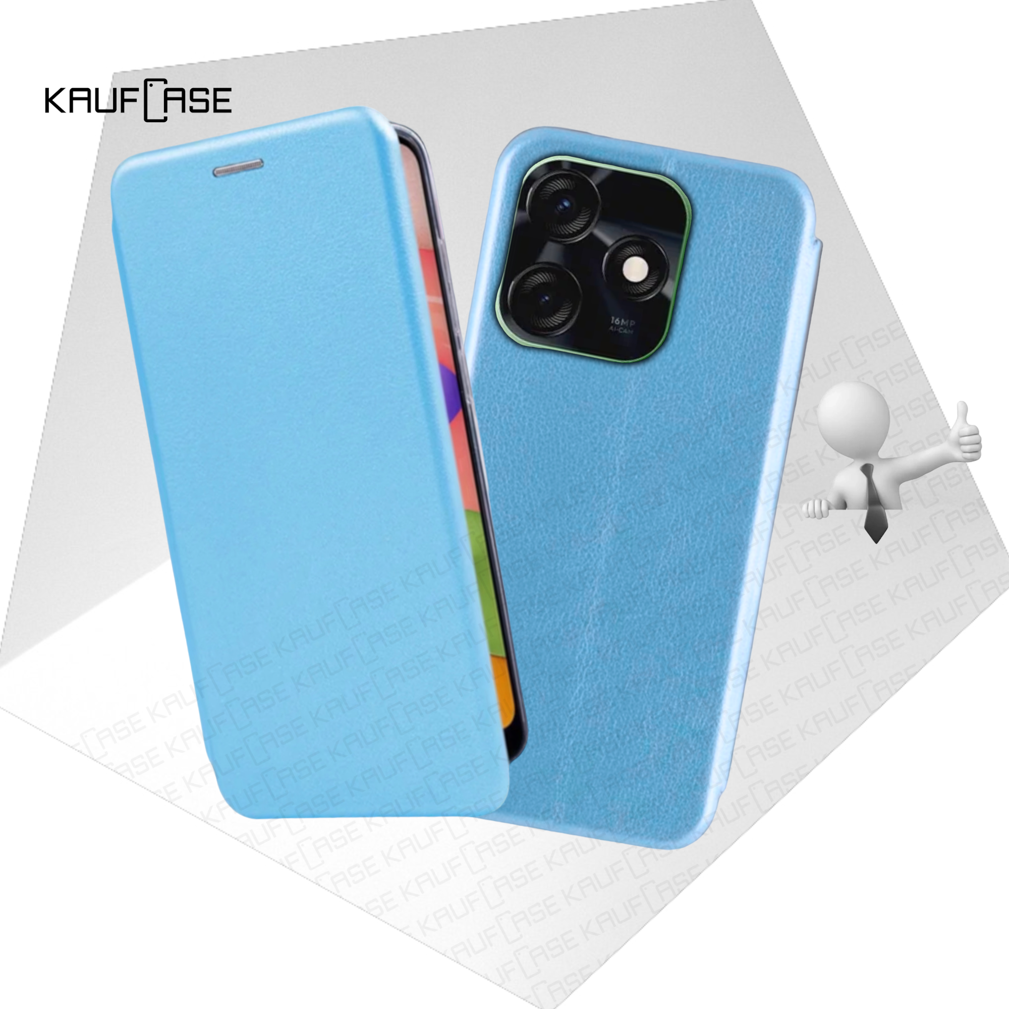 Чехол книжка для телефона Tecno Spark 10 /10C (KI5q /KI5m) (6.6"), голубой. Текстура под кожу
