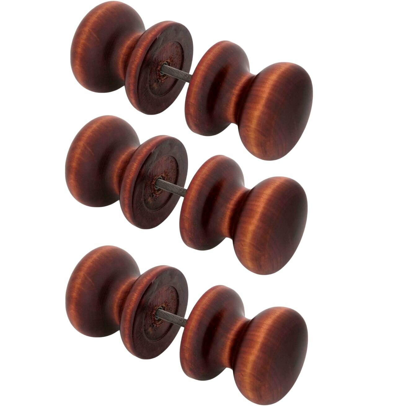 Ручка-кнопка, дерево (Подольск) БТ2 тёмная, матовый лак (3 штуки)