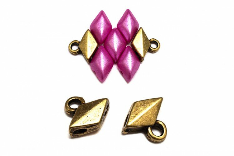 Концевик CYMBAL Komia для GemDuo 7х8мм, колечко 1,7мм, отверстие 0,8мм, цвет античная латунь, 11-037, 2шт