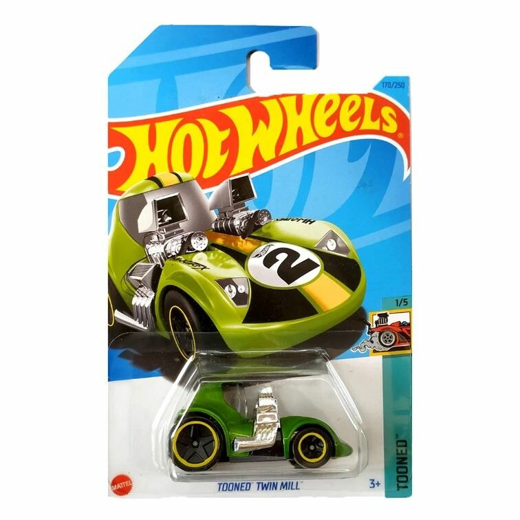 HKH14 Машинка металлическая Hot Wheels коллекционная модель Tooned Twin Mill зеленый