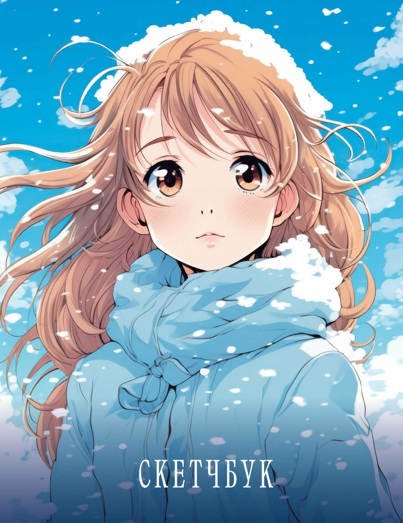 Новогодний скетчбук. Аниме (162х210 мм, на навивке, 40 л, плотность бумаги 160 гр, голубой)