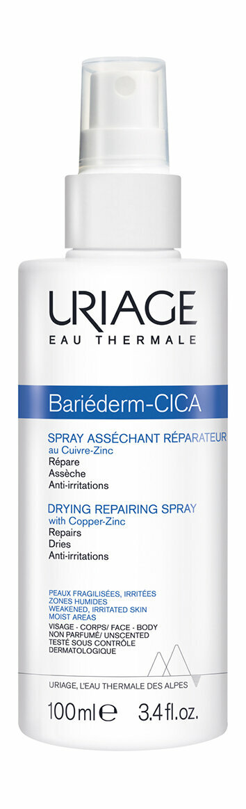 URIAGE Bariederm-Cica Спрей для тела с медью и цинком подсушивающий восстанавливающий, 100 мл