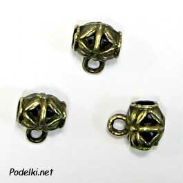 Фурнитура для бижутерии Бейл Бочонок 0002445 цвет бронзовый 9x7 мм, цена за 10 шт.