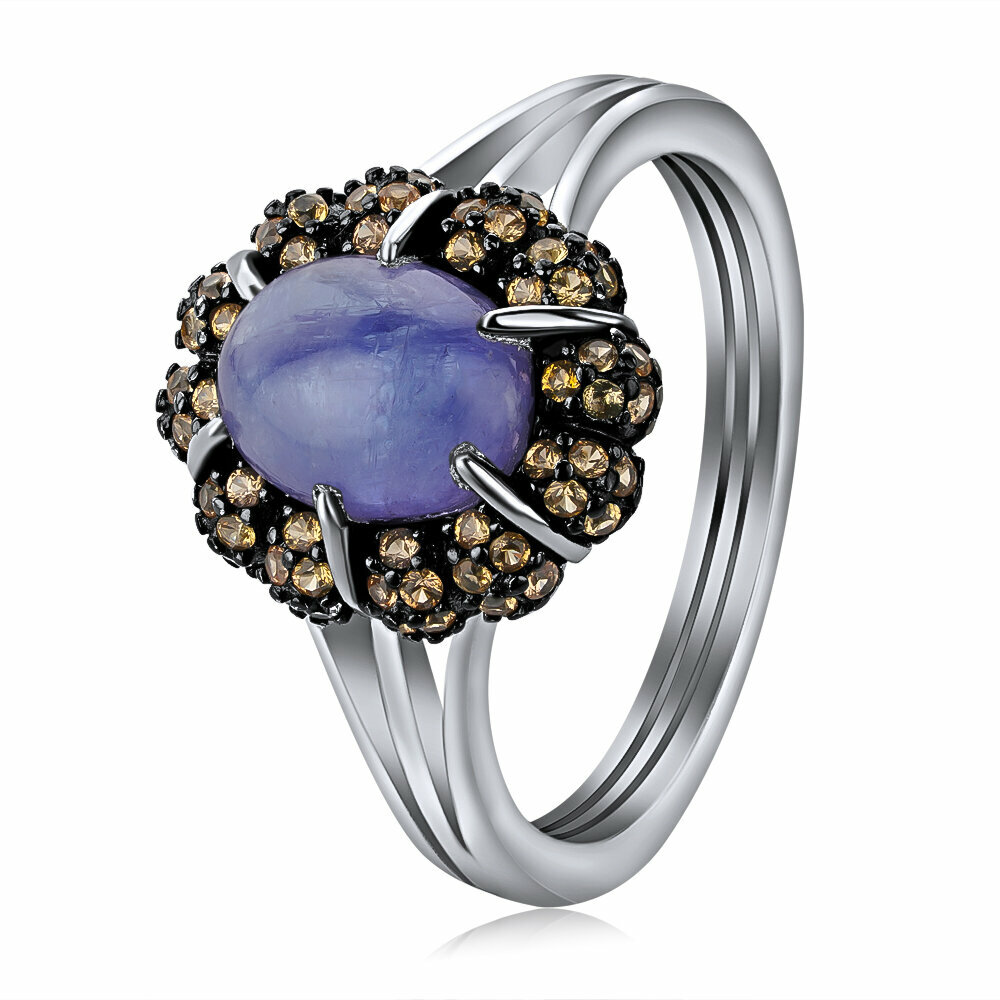 Кольцо, серебро, 925 проба, танзанит, сапфир