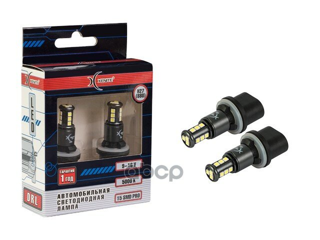 Лампа светодиодная головного света H27880 PG13 5000K 15SMD PRO 12V 4,8W Блистер 2шт 1009605 Xenite арт. 1009605